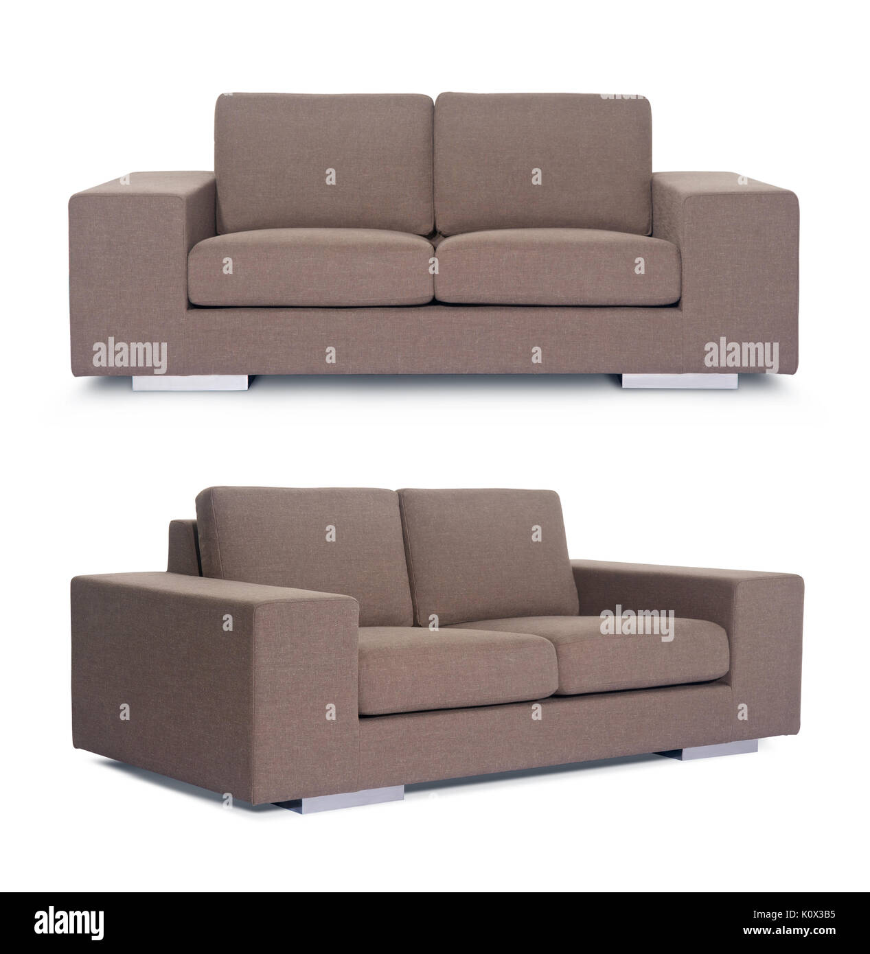 Brown Sofa isolated with different angles in white background Stock ...