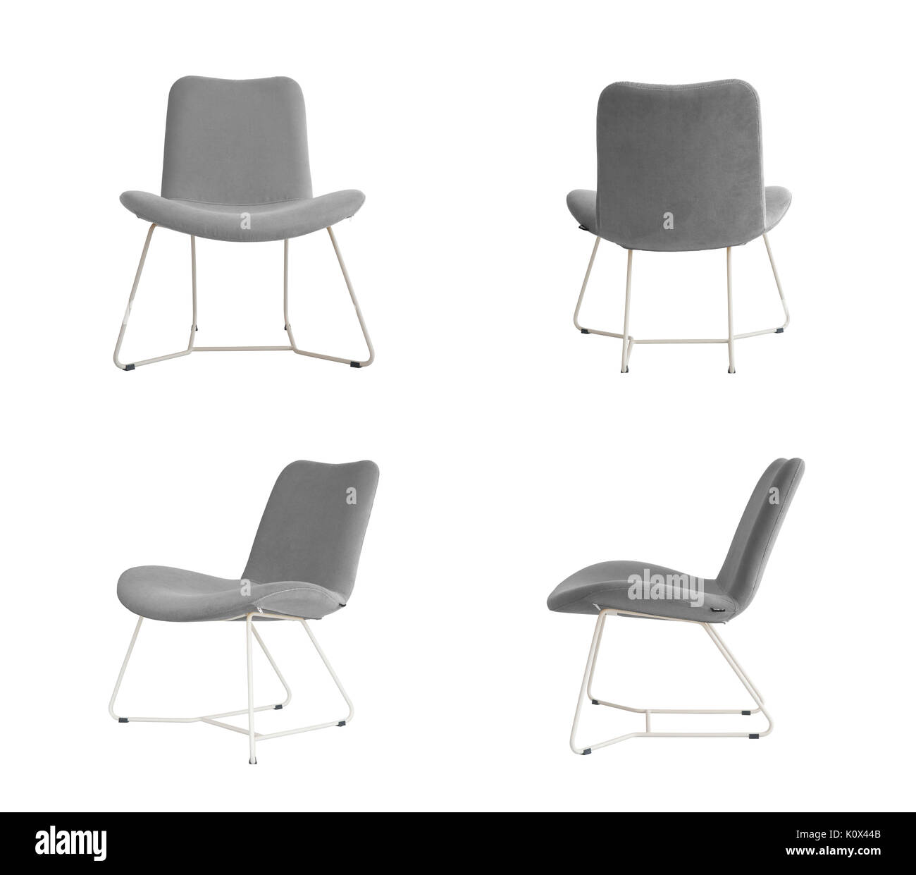 Grey padded Chair on white background Stock Photo - Alamy