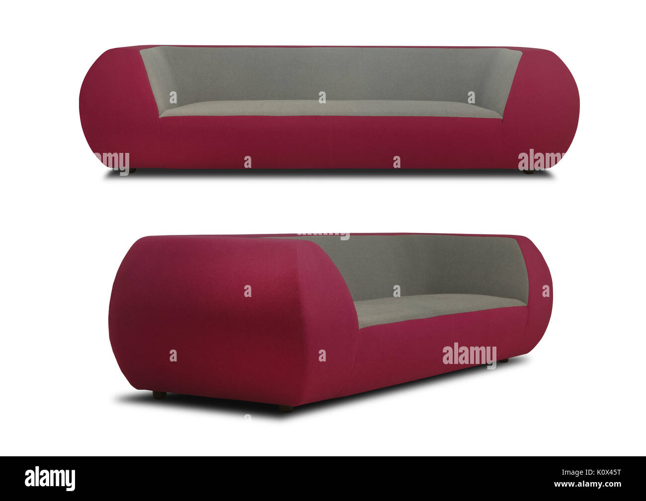 Red Sofa isolated with different angles in white background Stock Photo ...