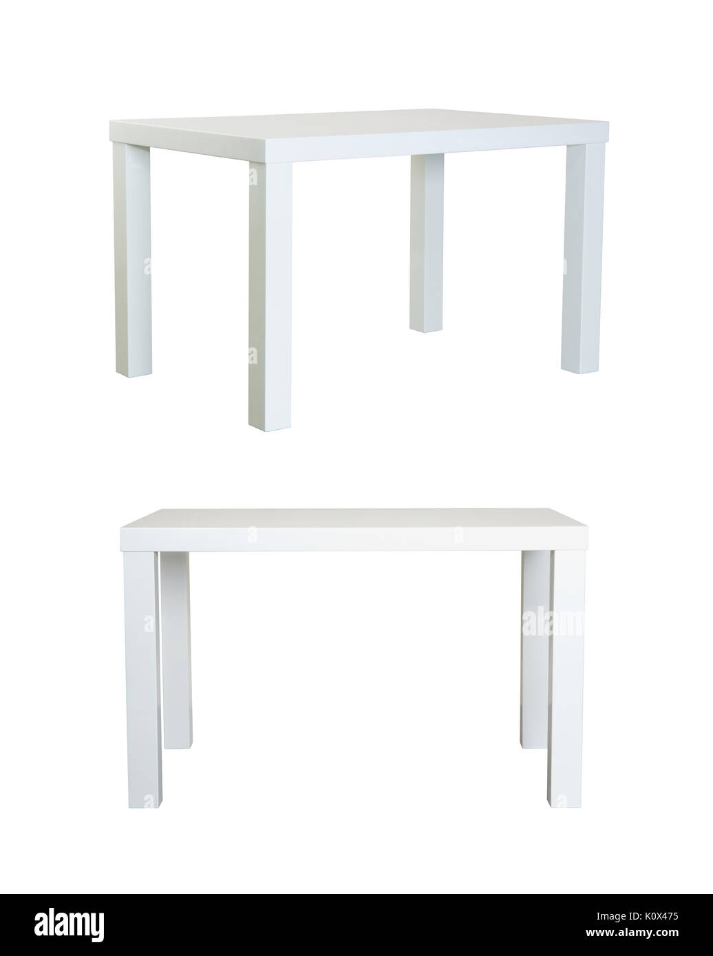 White Wooden table desk on white background Stock Photo - Alamy