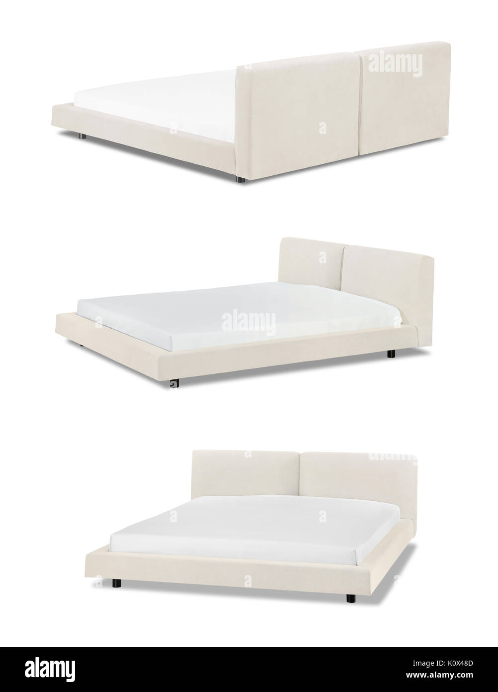 Modern beige Bed furniture in different angles Stock Photo - Alamy