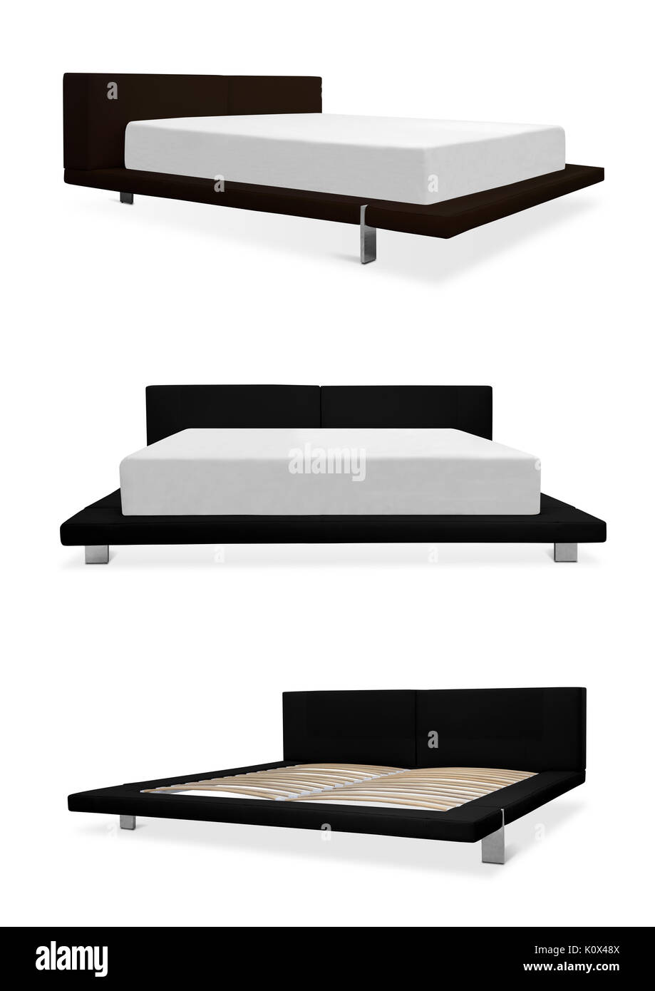 Modern Bed and frame furniture in different angles Stock Photo - Alamy