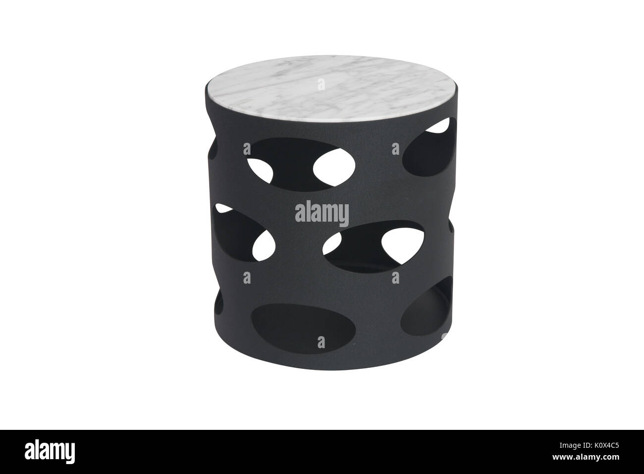 Metal round table on white background Stock Photo - Alamy