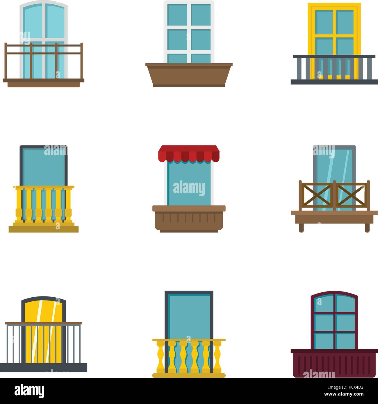 Modern balcony icon set, flat style Stock Vector Image & Art - Alamy