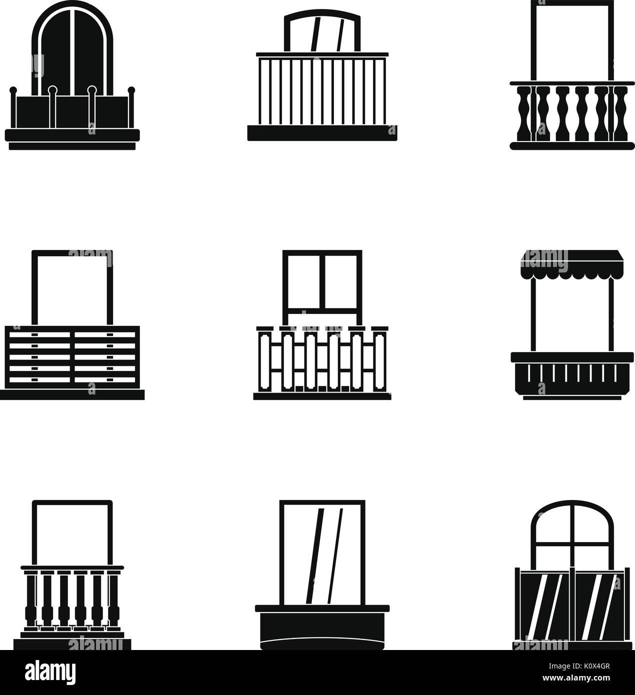 Construction balcony icon set, simple style Stock Vector Image & Art ...