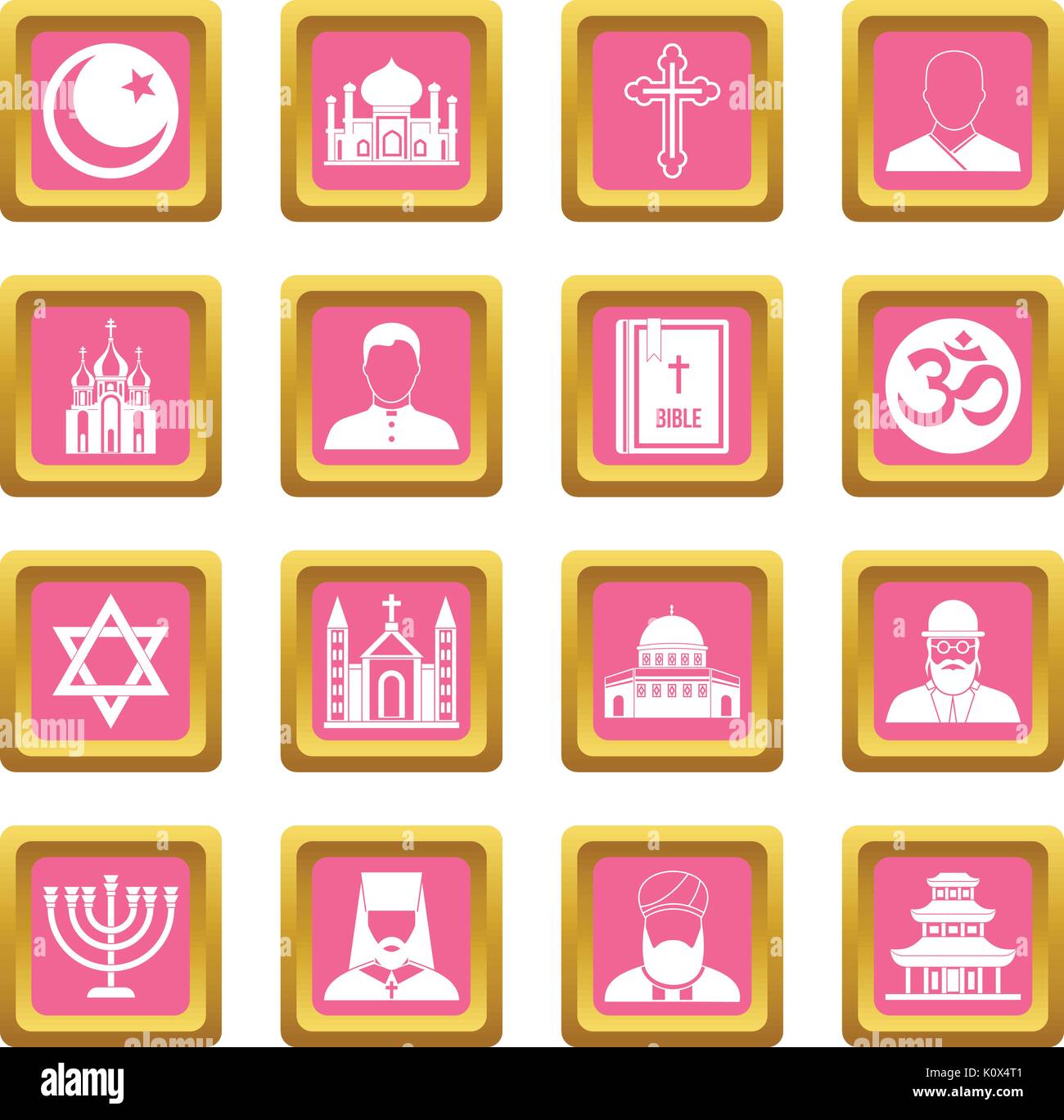 Religious symbol icons pink Stock Vector Image & Art - Alamy