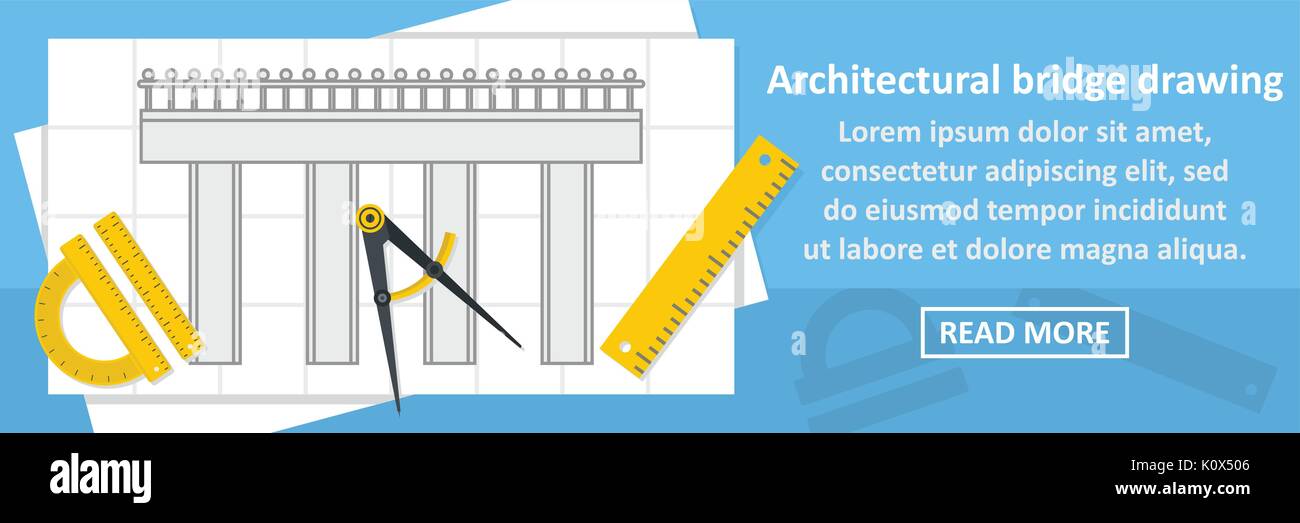 Architectural bridge drawing banner horizontal concept Stock Vector ...