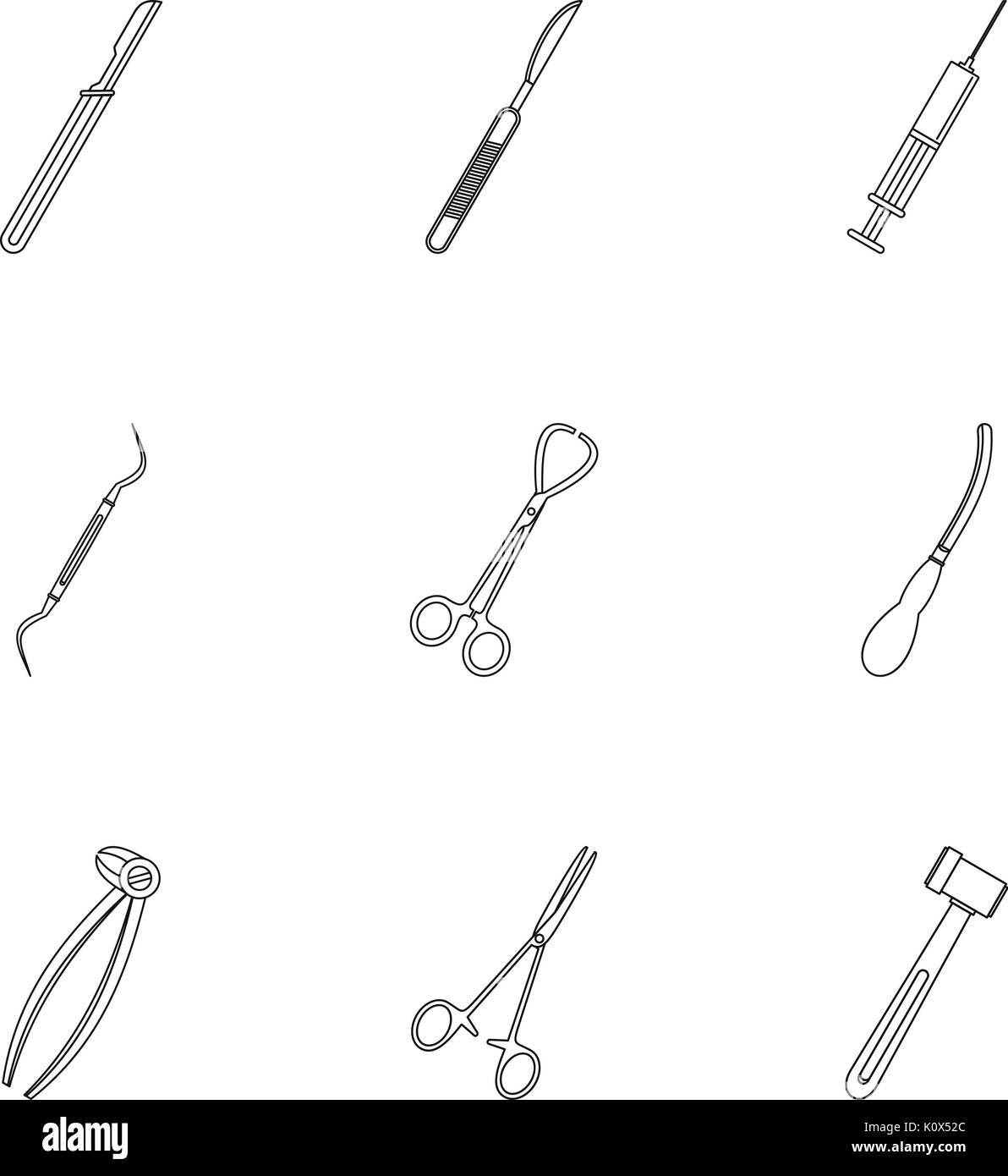 Operation surgery tools icon set, outline style Stock Vector Image ...