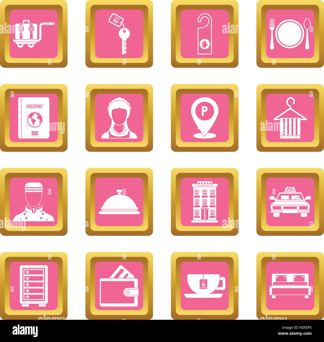 Hotel icons pink Stock Vector Image & Art - Alamy