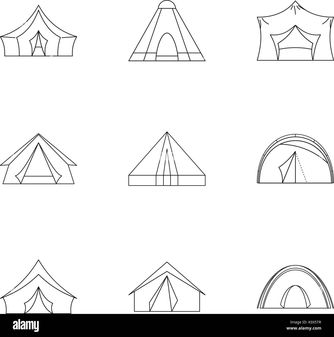 Tent form icon set, outline style Stock Vector Image & Art - Alamy