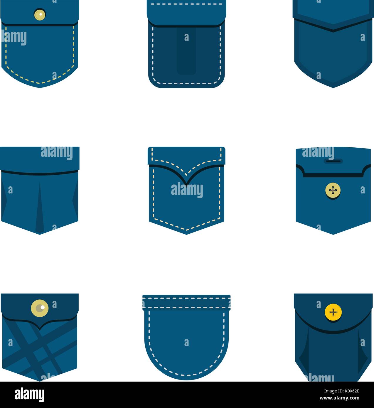 Pocket icon set, flat style Stock Vector Image & Art - Alamy