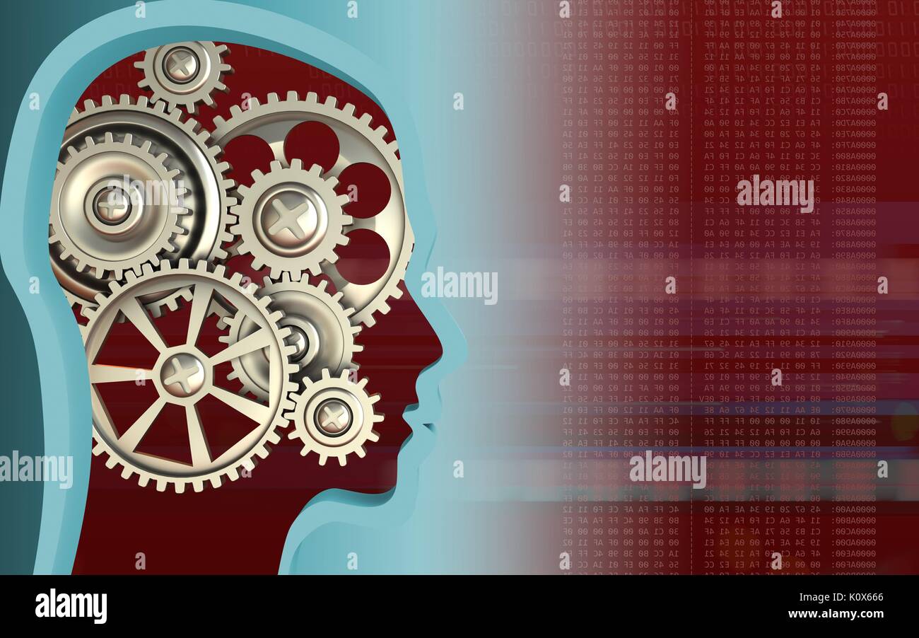 3d illustration of gears over red background with Stock Photo - Alamy