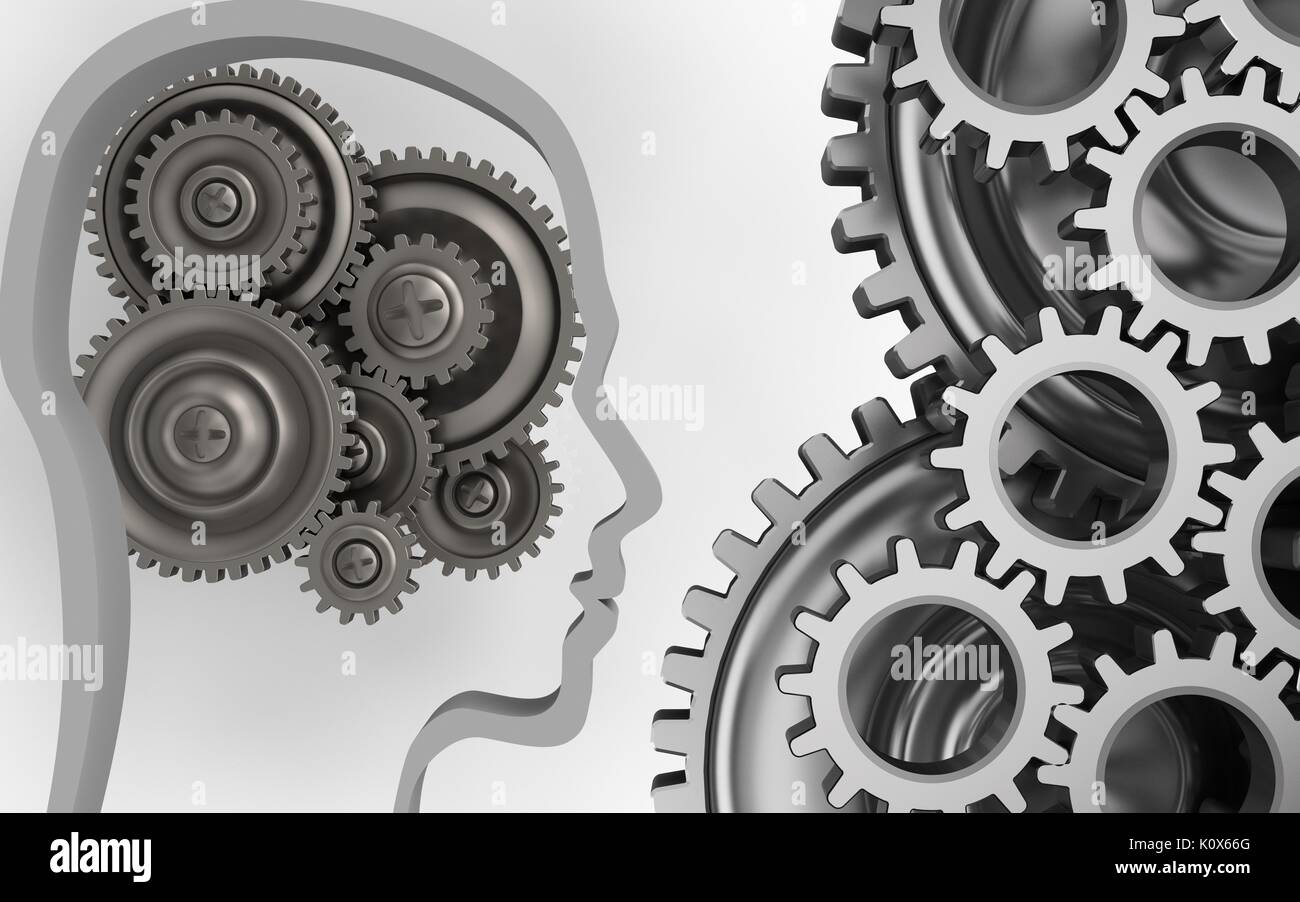 3d illustration of gear wheels over white background with mechanic ...