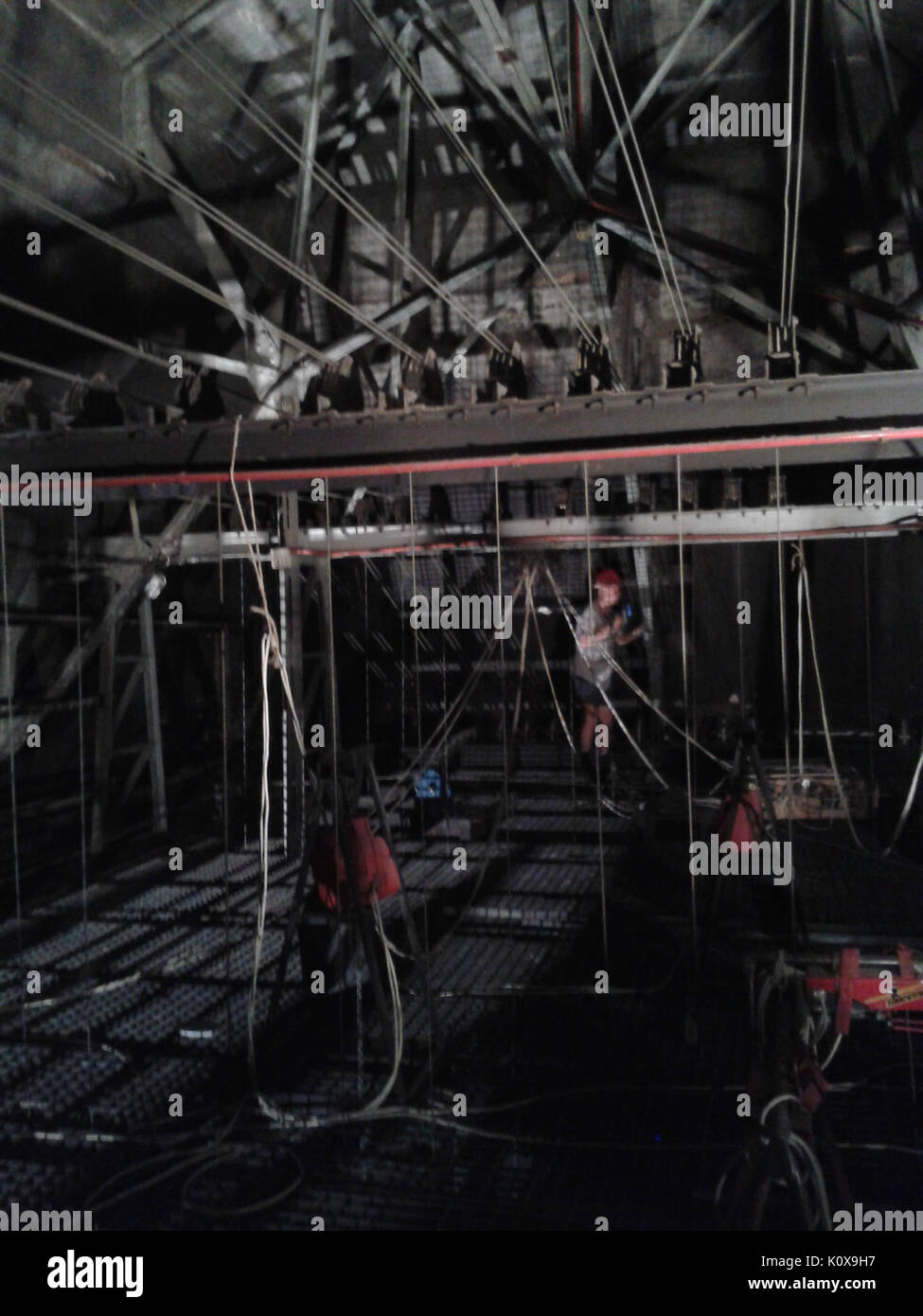 Above theater fly tower system Stock Photo - Alamy