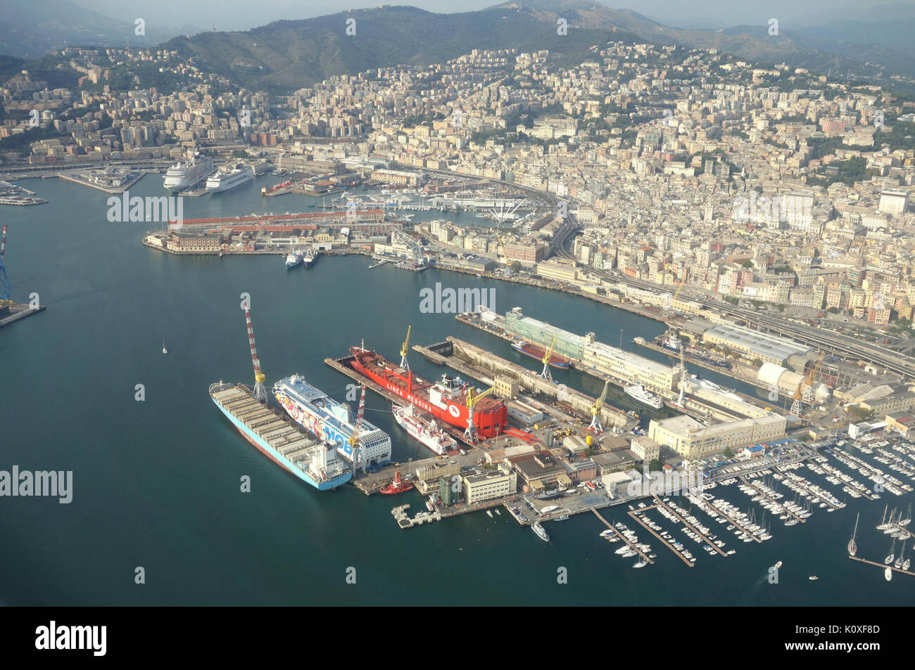 Aerial view Harbour of Genoa, Italy DSC01156 Stock Photo - Alamy