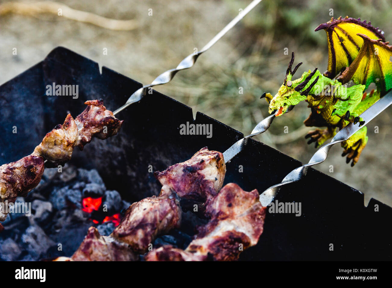 green dragon is cook roasted meat Stock Photo - Alamy