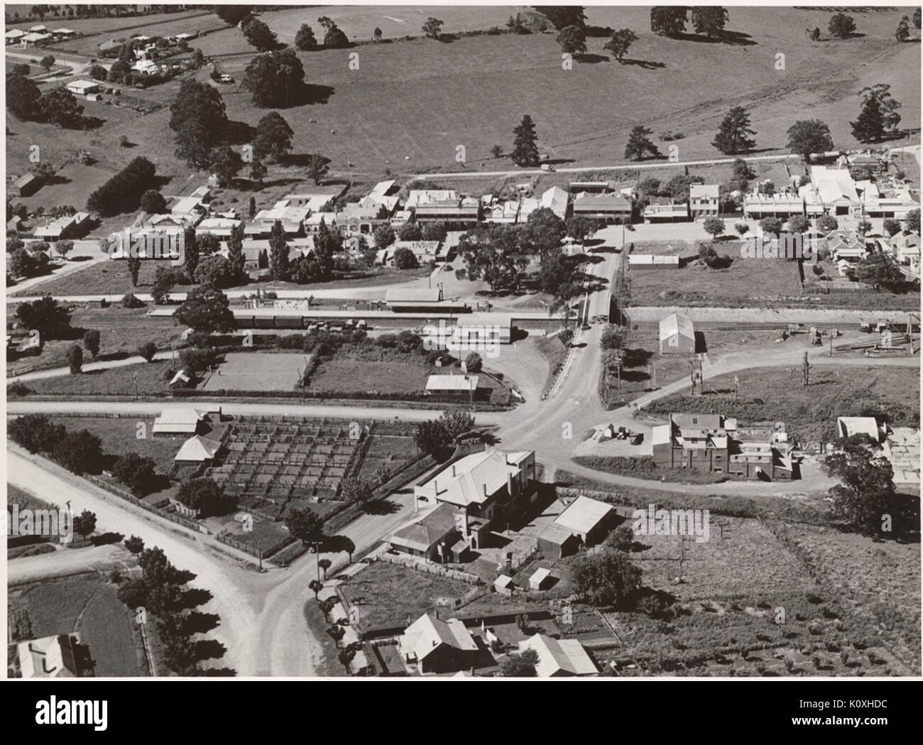 Aerial view of Drouin town centre 1944 Stock Photo - Alamy