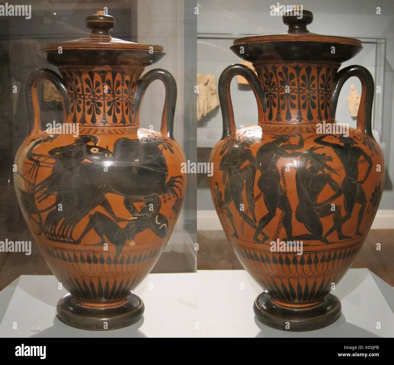 Amphora with lid attributed to the Acheloos Painter, HAA Stock Photo ...