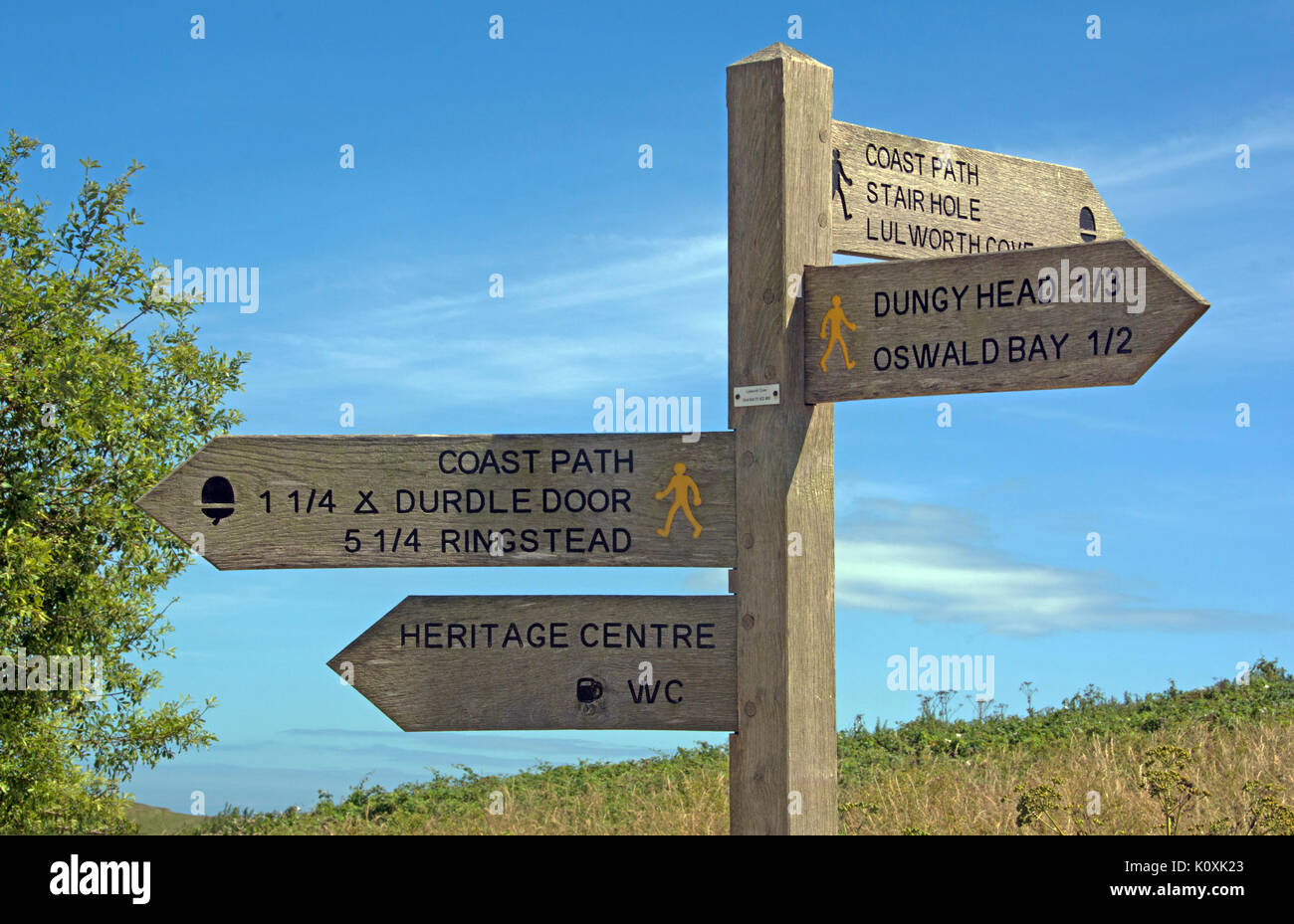 DORSET; WEST LULWORTH; COASTAL PATH SIGN POST Stock Photo - Alamy