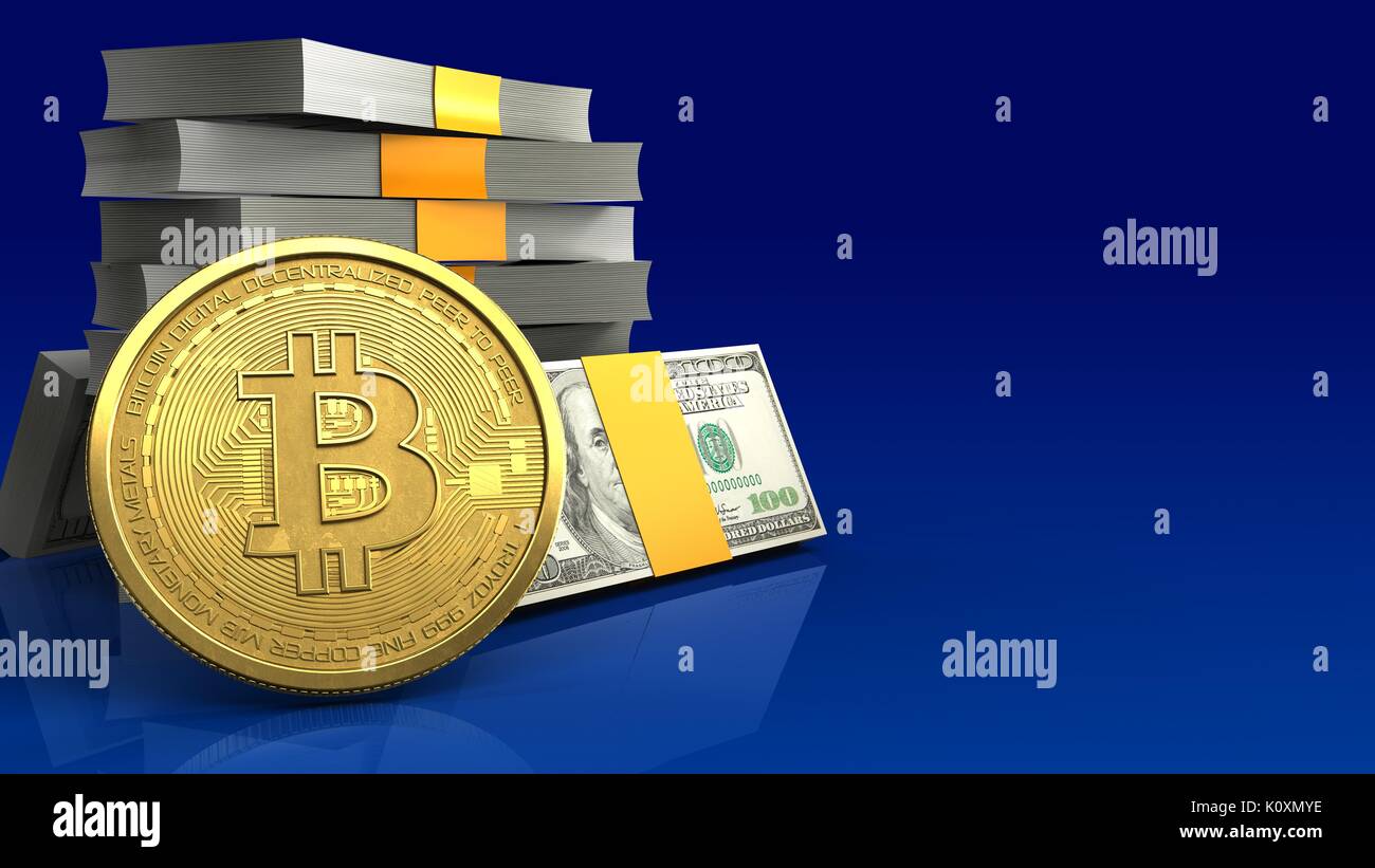 3d illustration of money stack over blue gradient background with ...
