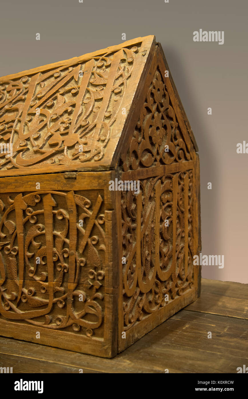 Intricate wood carving work a, a coffin detail , of ottoman design ...
