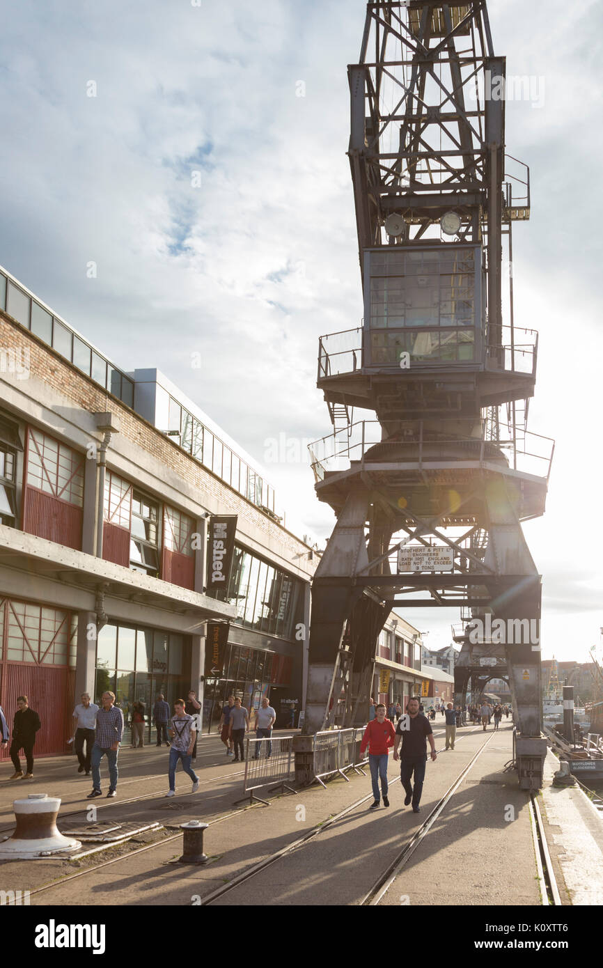 Historic cranes in Bristol floating harbour, England, UK Stock Photo ...