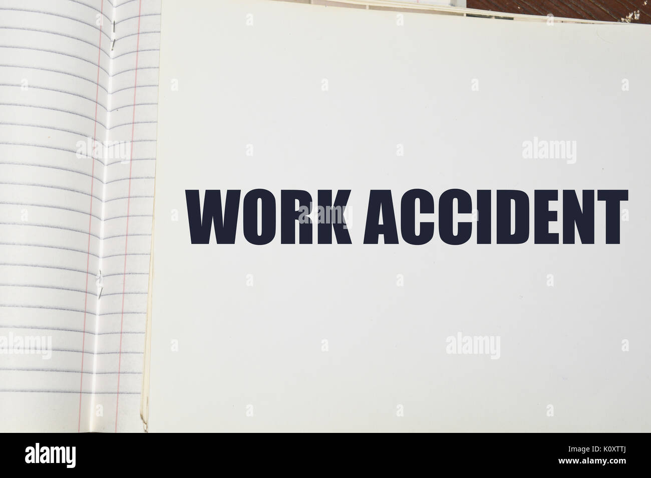 work accident written on white paper, health concept background Stock ...