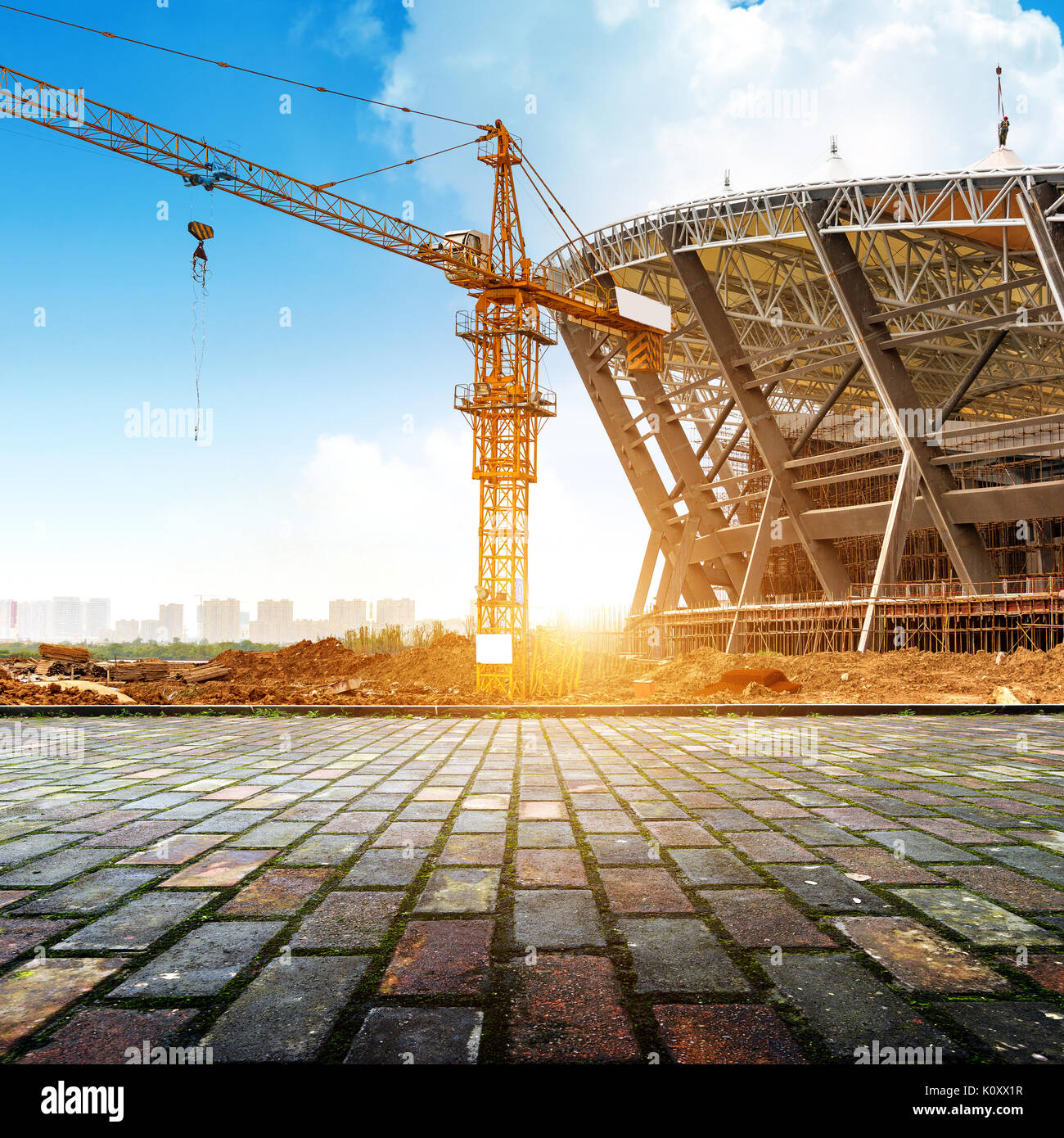 The construction site in front of the floor tile platform Stock Photo ...