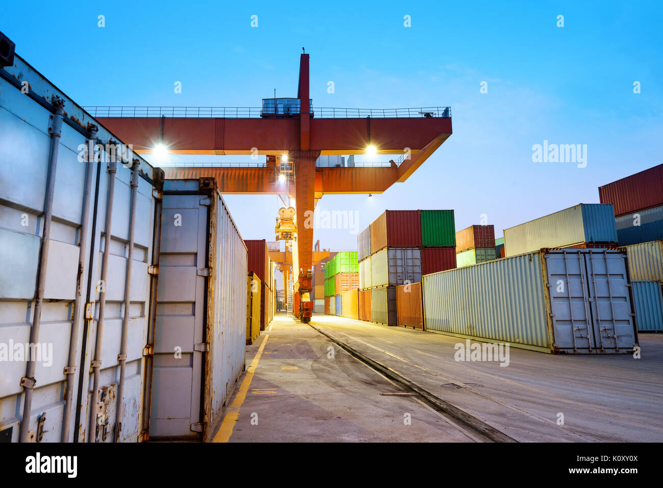 Stack of Cargo Containers at the docks Stock Photo - Alamy