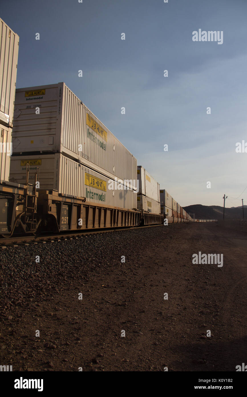American Freight train passing by along Route 66 Stock Photo - Alamy