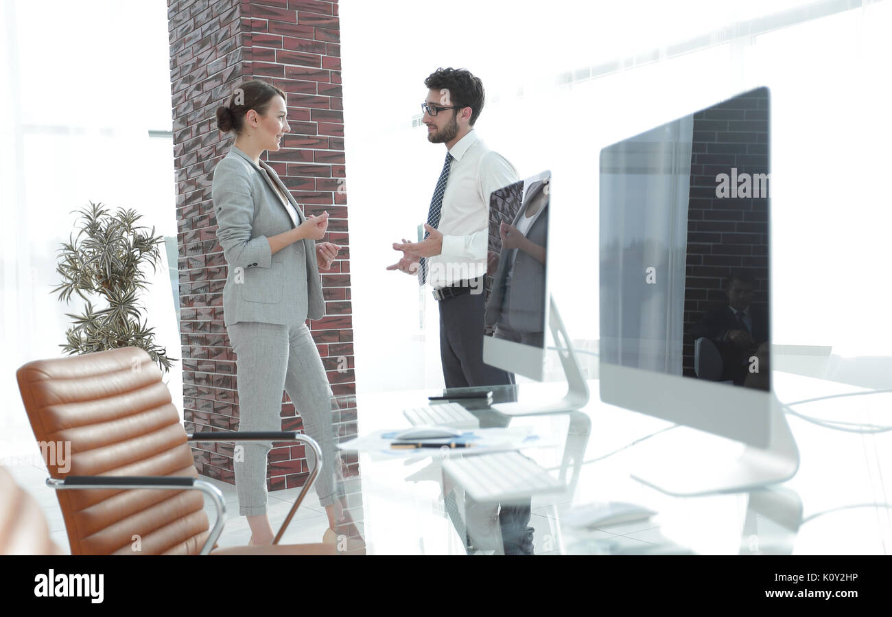 employees are talking in modern office Stock Photo - Alamy