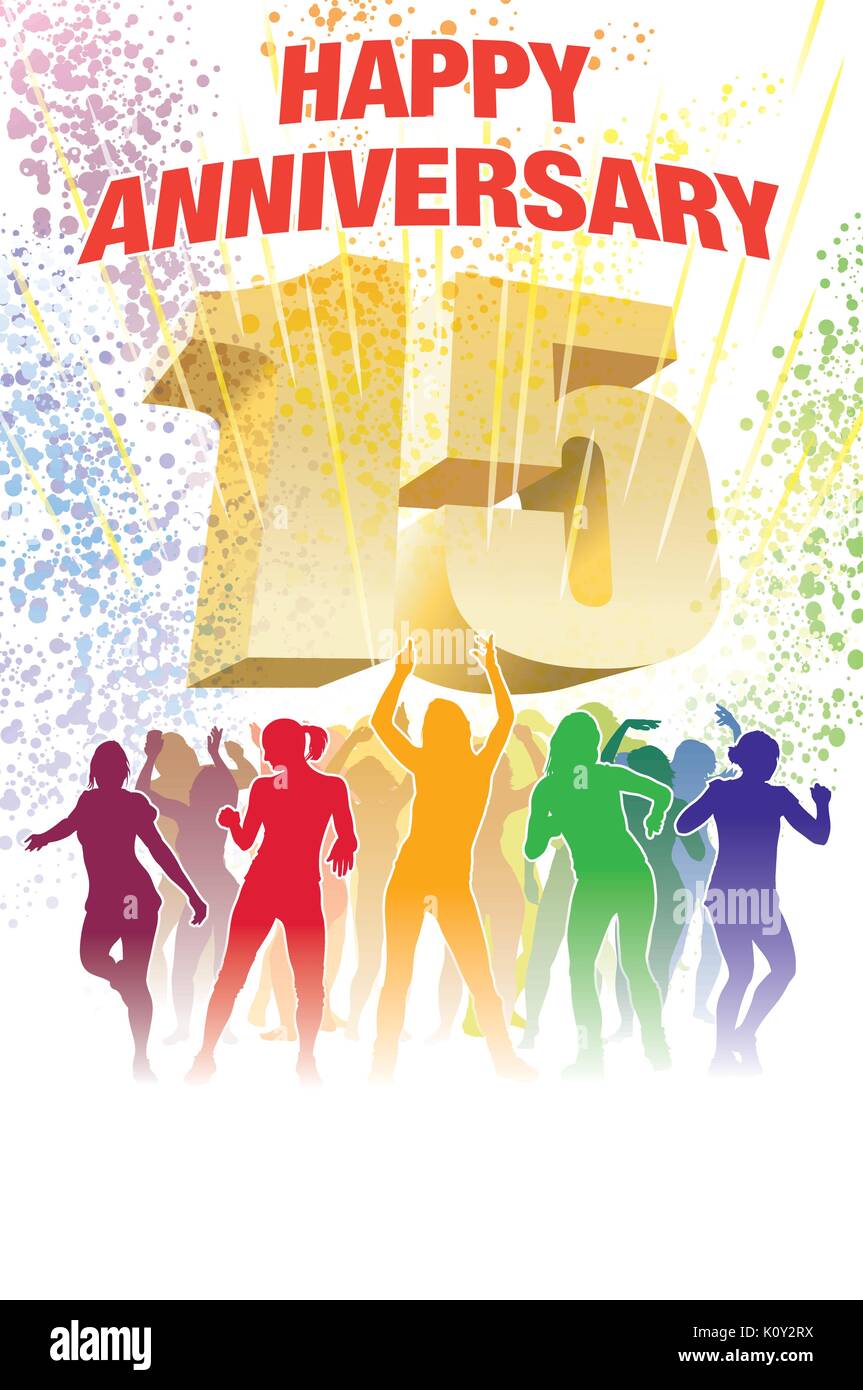 Colorful crowd of dancing people celebrating fifteenth anniversary Stock Vector Image & Art - Alamy