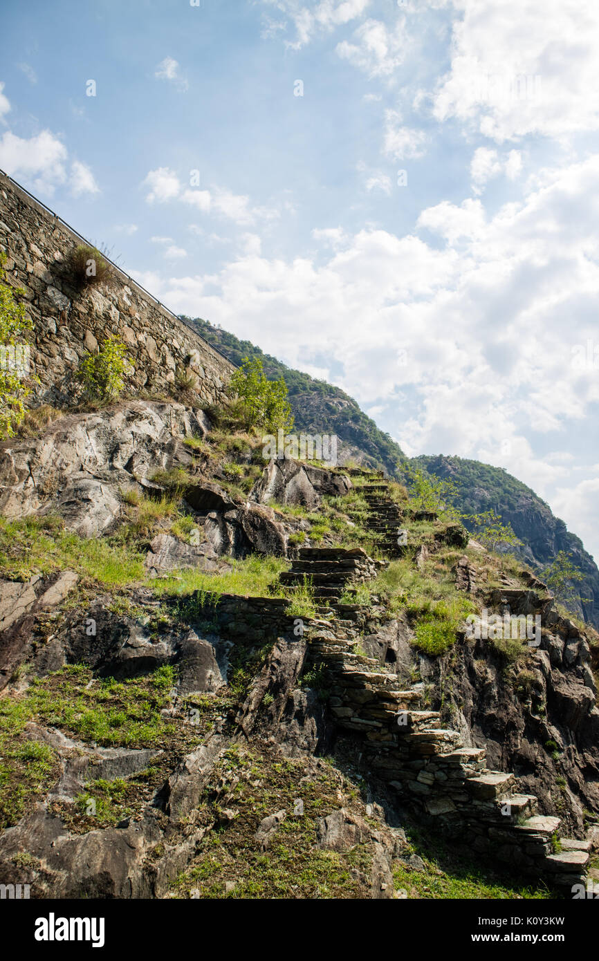 Ancient stone ladder on the Italian Alps Stock Photo - Alamy
