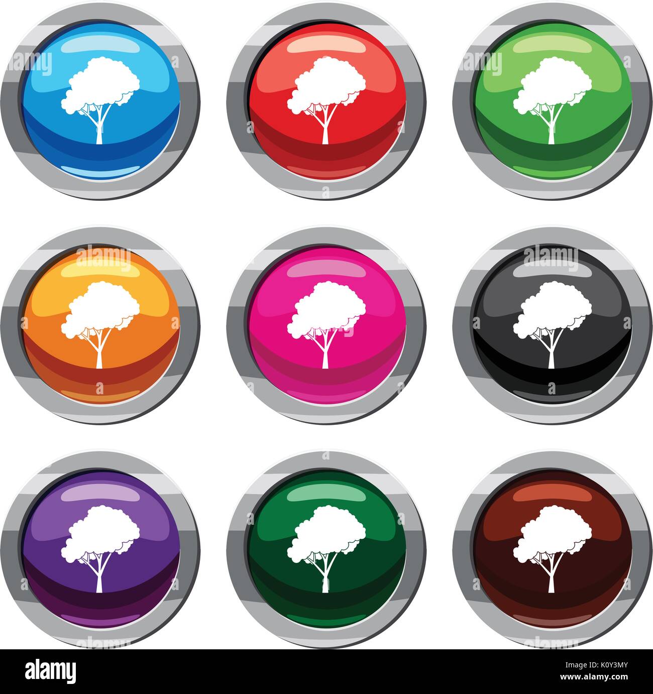 Tree with a rounded crown set 9 collection Stock Vector Image & Art - Alamy