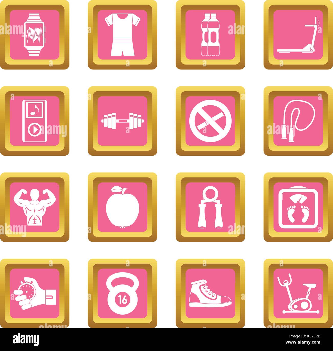 Fitness icons pink Stock Vector Image & Art - Alamy