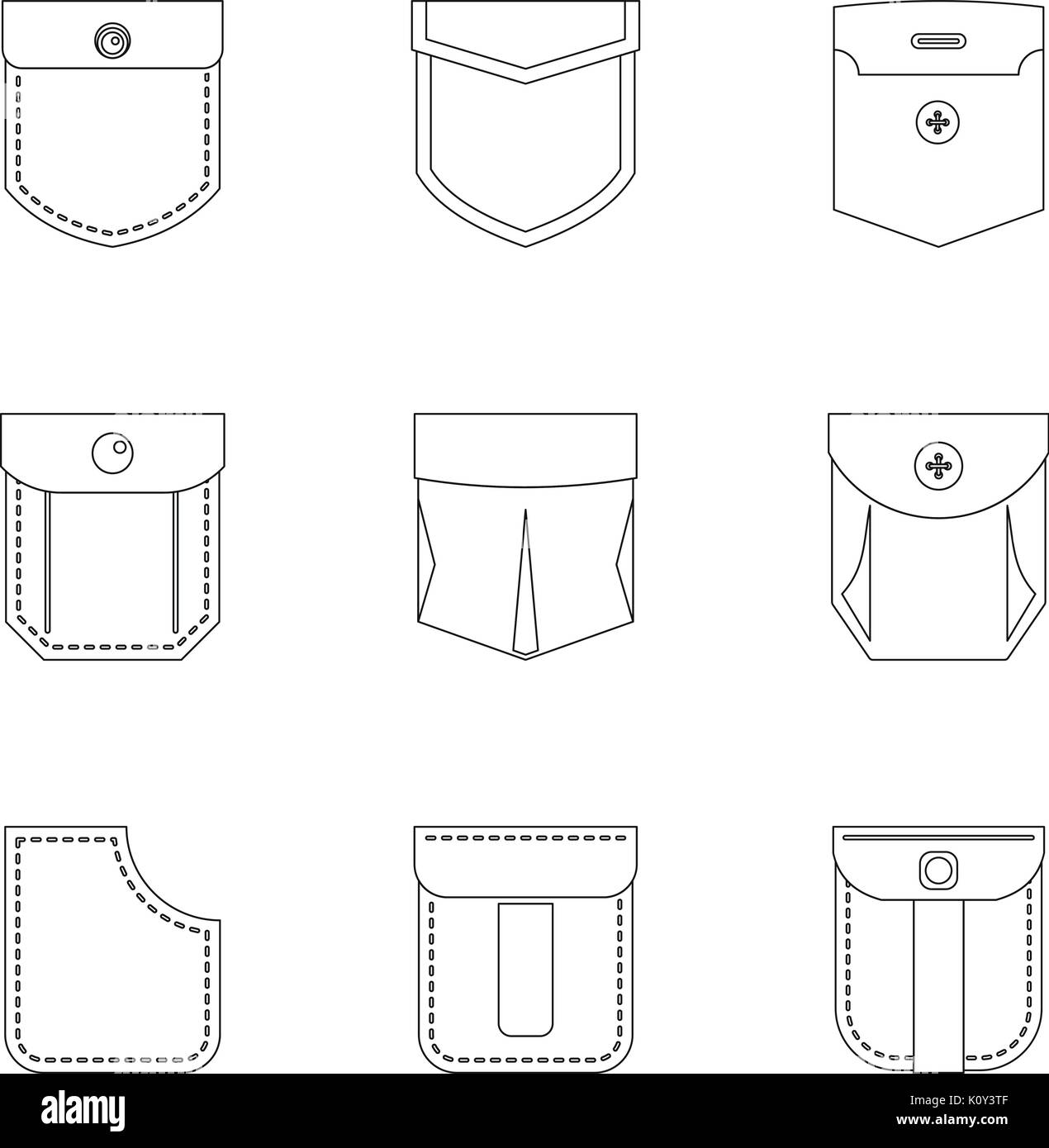 Pocket form icon set, outline style Stock Vector Image & Art - Alamy