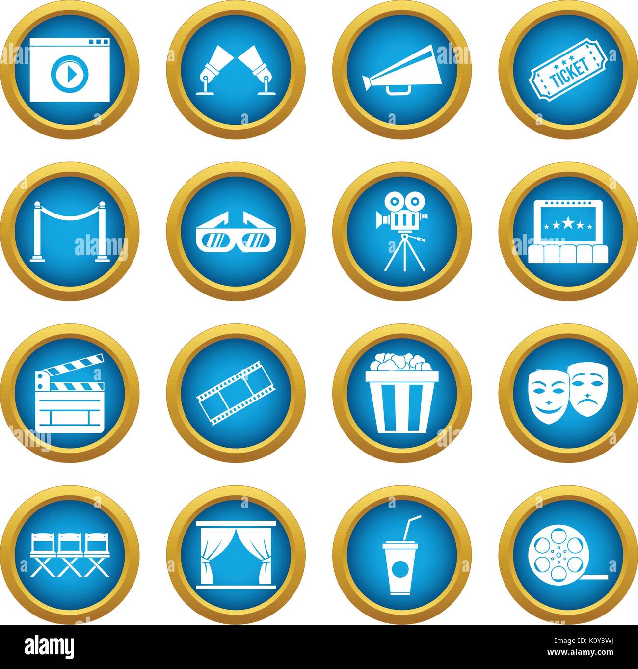 Cinema icons blue circle set Stock Vector Image & Art - Alamy