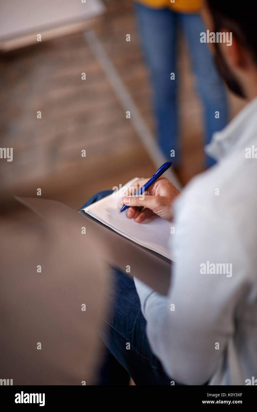 Manager listening to team hi-res stock photography and images - Alamy