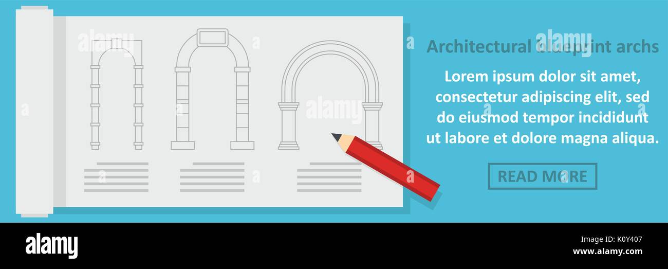 Architectural blueprint archs banner horizontal concept Stock Vector ...