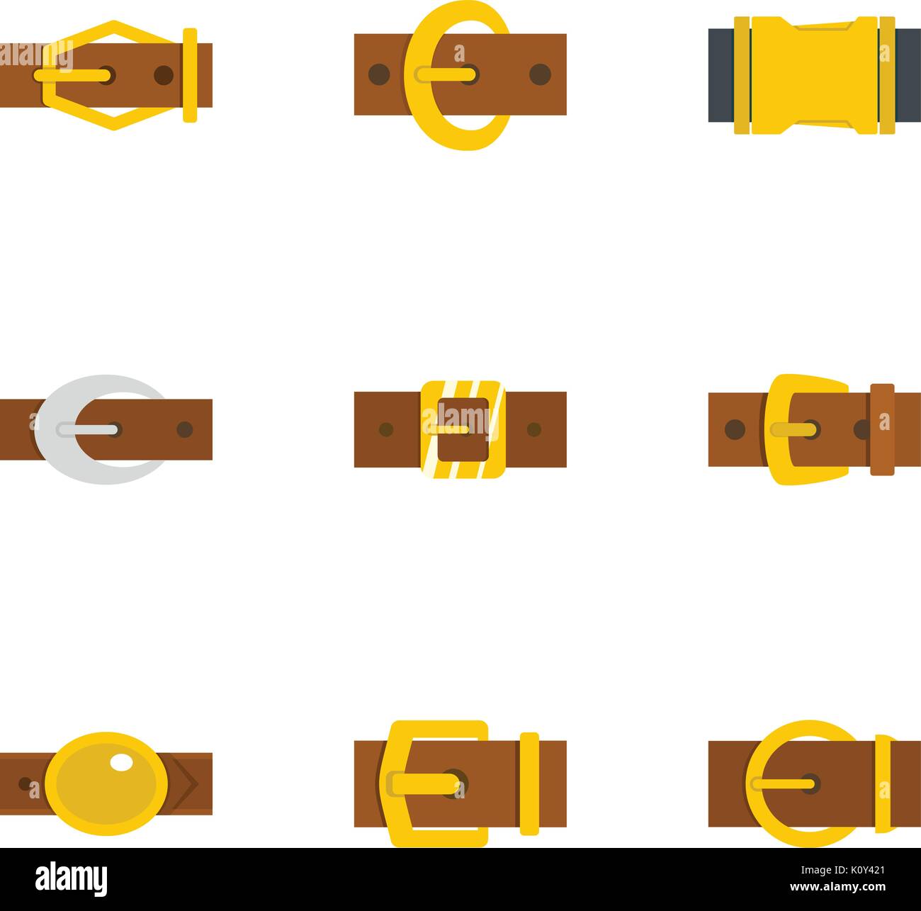Fashion belt buckle icon set, flat style Stock Vector Image & Art - Alamy