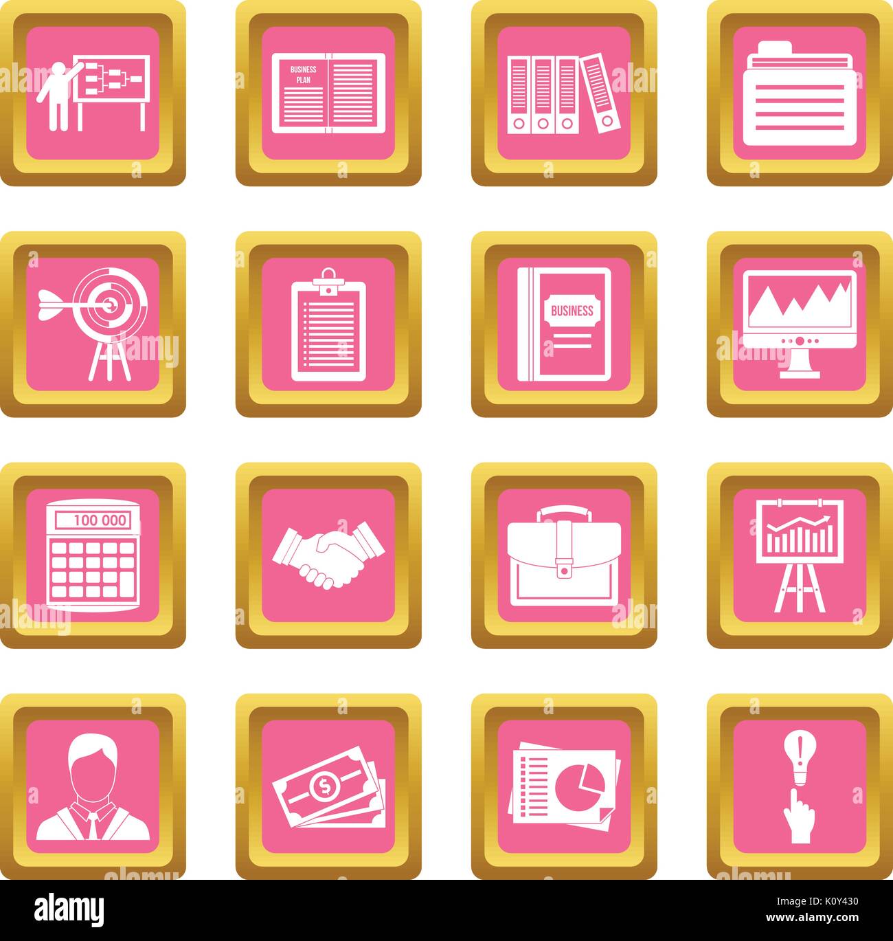 Business plan icons pink Stock Vector Image & Art - Alamy