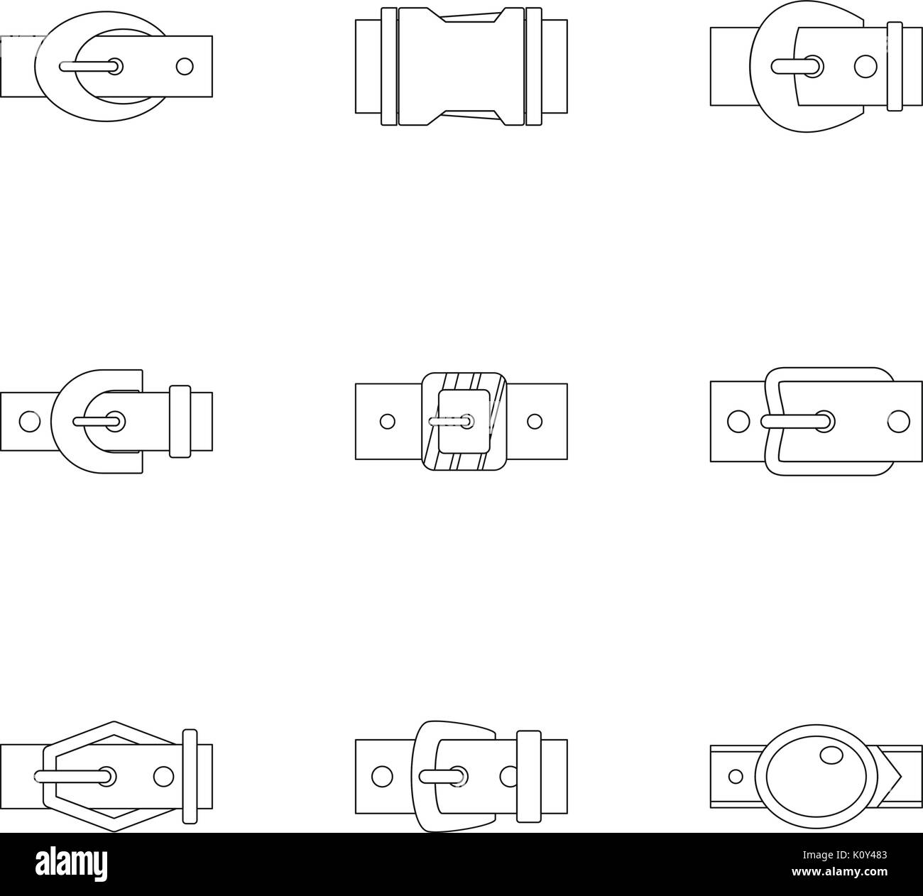 Modern belt buckle icon set, outline style Stock Vector Image & Art - Alamy