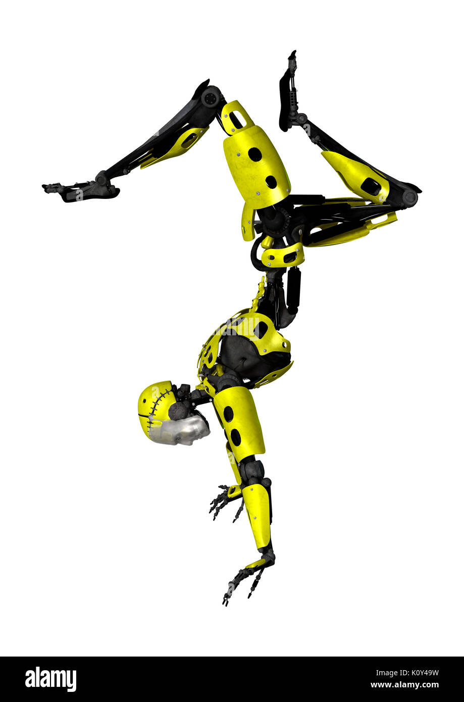 3D rendering of a male robot dancing isolated on white background Stock ...