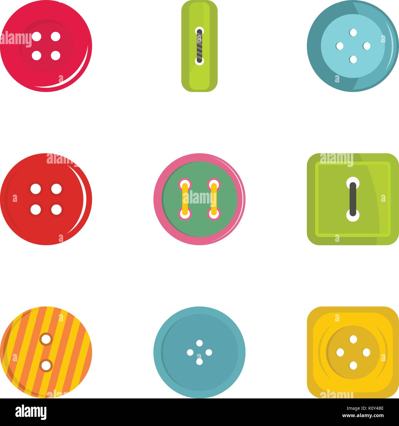 Sewing clothes button icon set, flat style Stock Vector Image & Art - Alamy