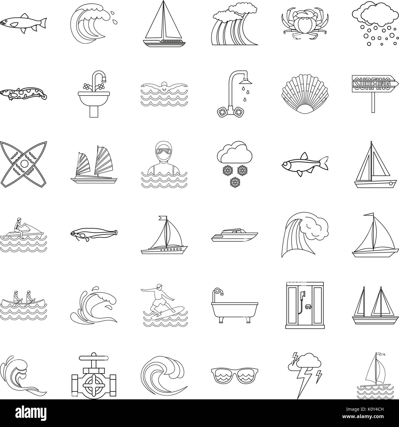 Ocean icons set, outline style Stock Vector Image & Art - Alamy