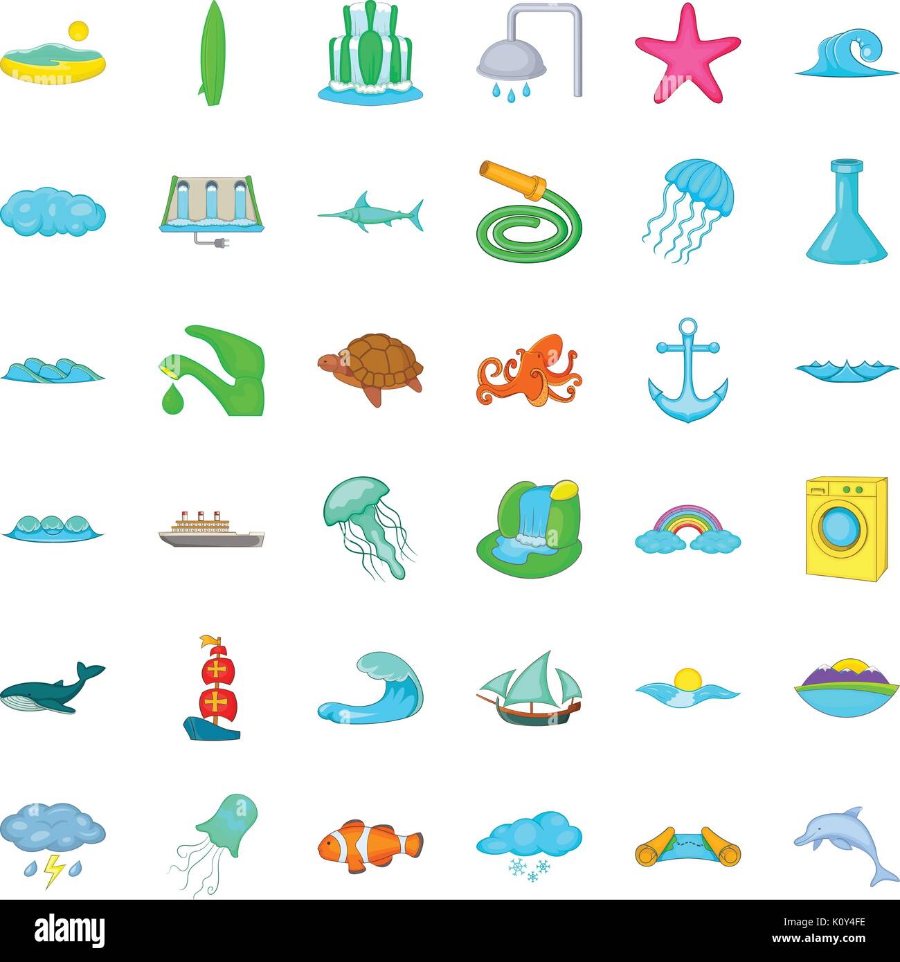 Sea icons set, cartoon style Stock Vector Image & Art - Alamy