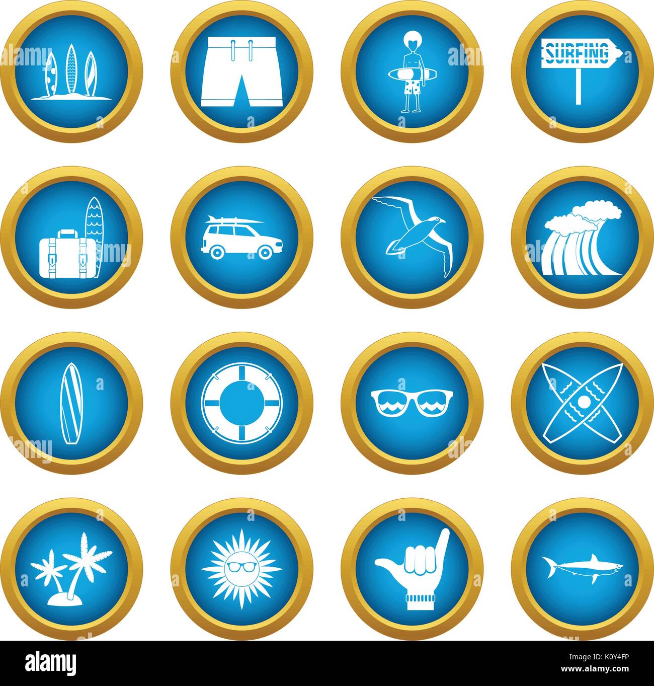 Surfing icons blue circle set Stock Vector Image & Art - Alamy