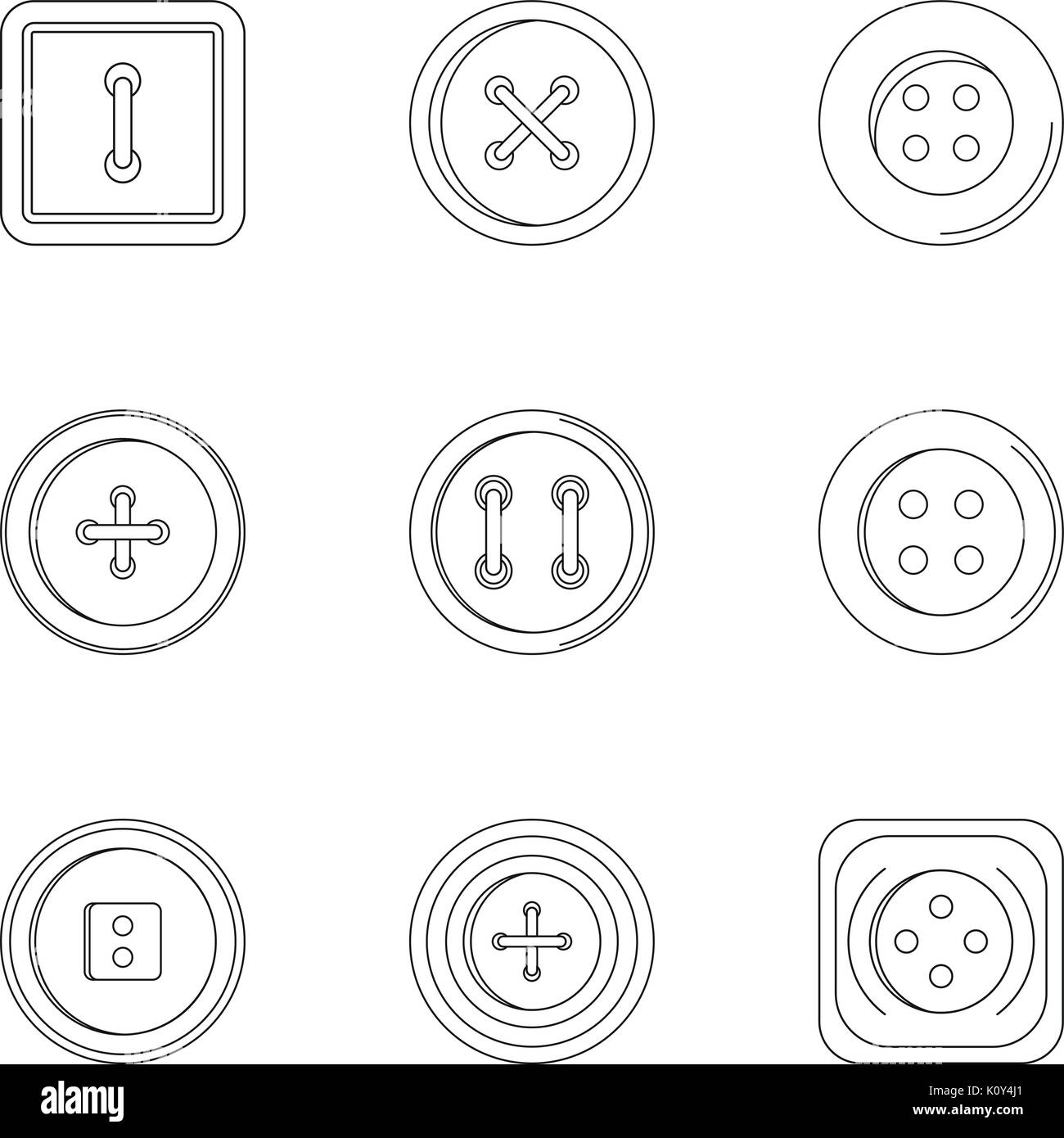 Fashion clothes button icon set, outline style Stock Vector Image & Art ...