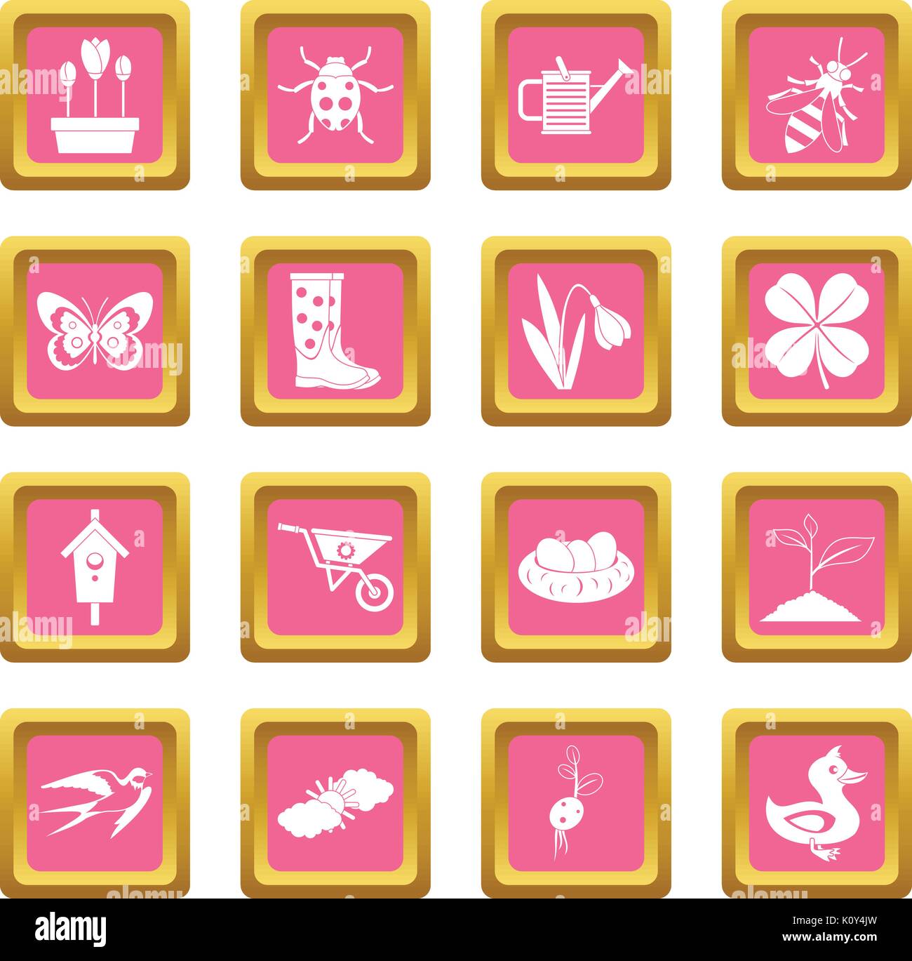 Spring icons pink Stock Vector Image & Art - Alamy