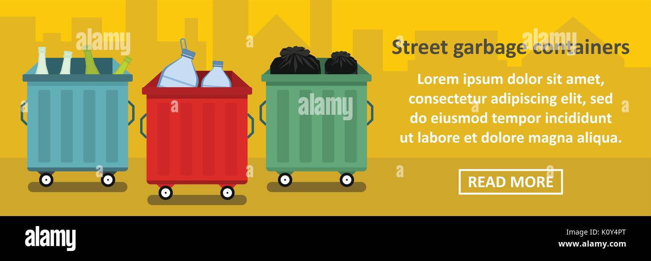 Street garbage containers banner horizontal concept Stock Vector Image ...